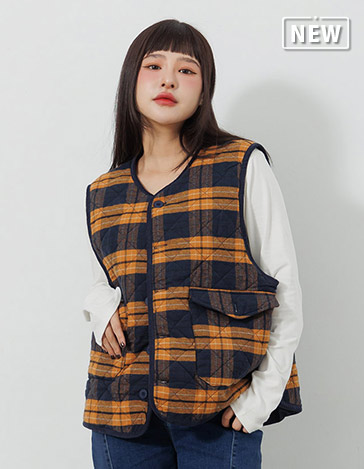 日系原宿風格紋鋪棉背心/3色 - STARKIKI,舒適寬褲,經典丹寧,簡約時尚,休閒女裝,獨家設計,品牌設計,平價流行服飾